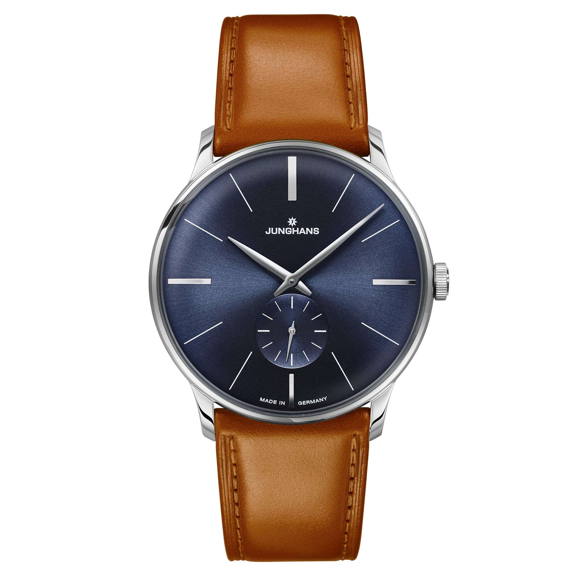 Junghans Meister Hand Winding 027/3504.00 Blue Dial Leather Strap Men