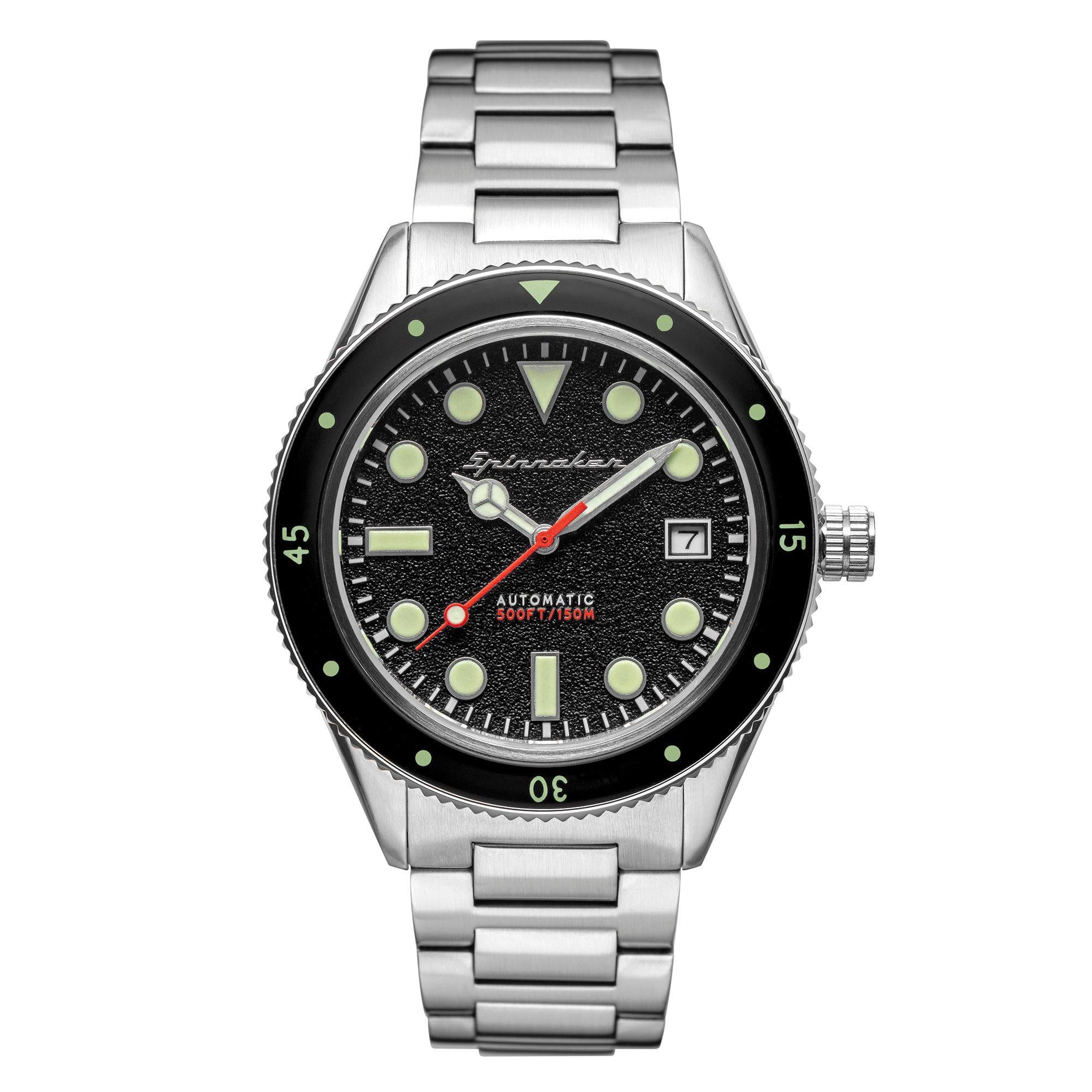 Spinnaker Cahill Midsize Sable Black Dial Stainless Steel Bracelet Mens ...