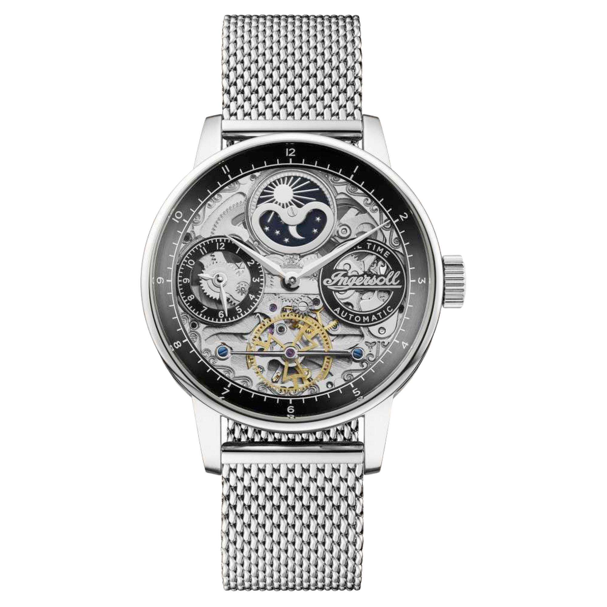 Ingersoll The Jazz 1892 Automatic Black Dial Silver Steel Bracelet Men ...
