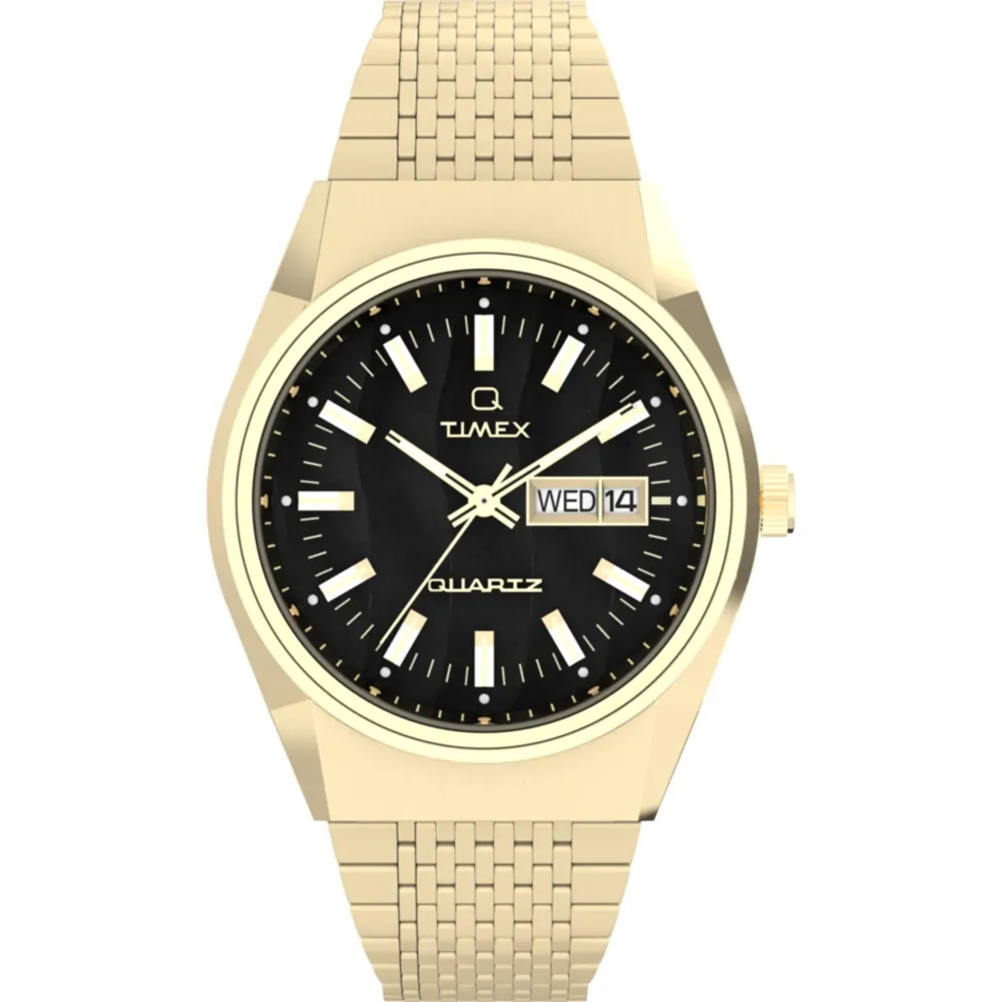Timex Q Falcon Eye Quartz Black Dial Steel Strap Men’s Watch TW2W62500