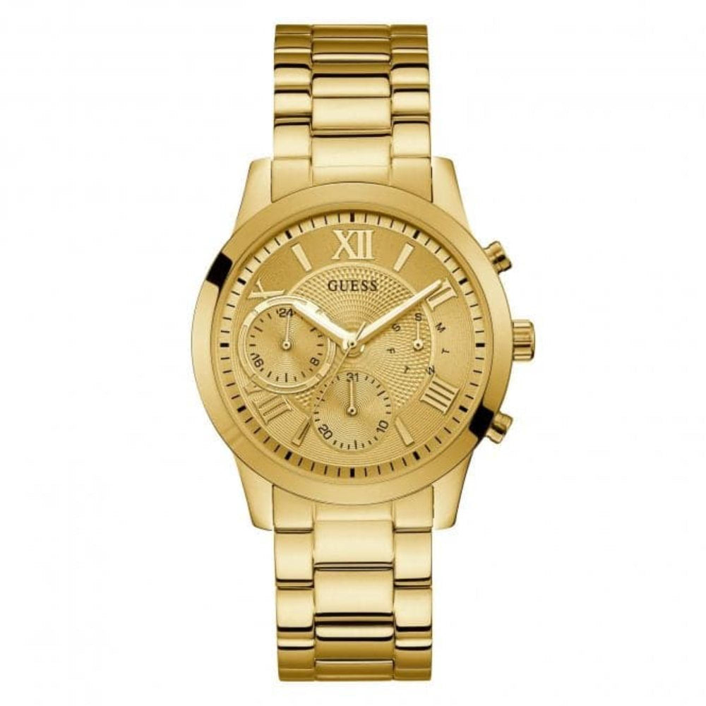 GUESS Ladies Gold Tone Champagne Dial Chronograph Watch W1070L2 ...