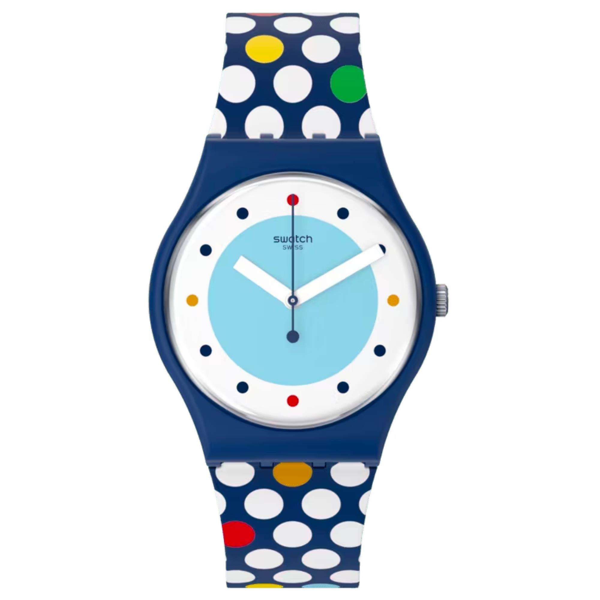 Swatch Spots Of Joy Quartz Blue Dial Silicone Strap Unisex Watch ...